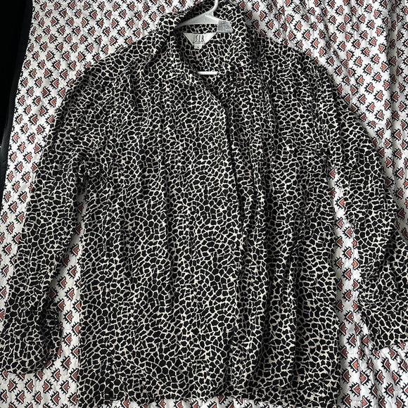 Tops | Oversized Leopard Print Silk Shirt Slb By Sunny Leigh | Poshmark